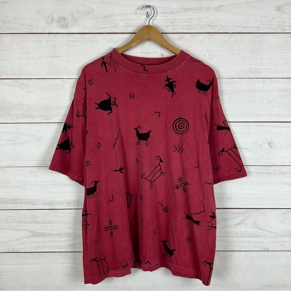 Vintage | Shirts | Vintage 99s Art Cave Drawings All Over Print Tshirt ...